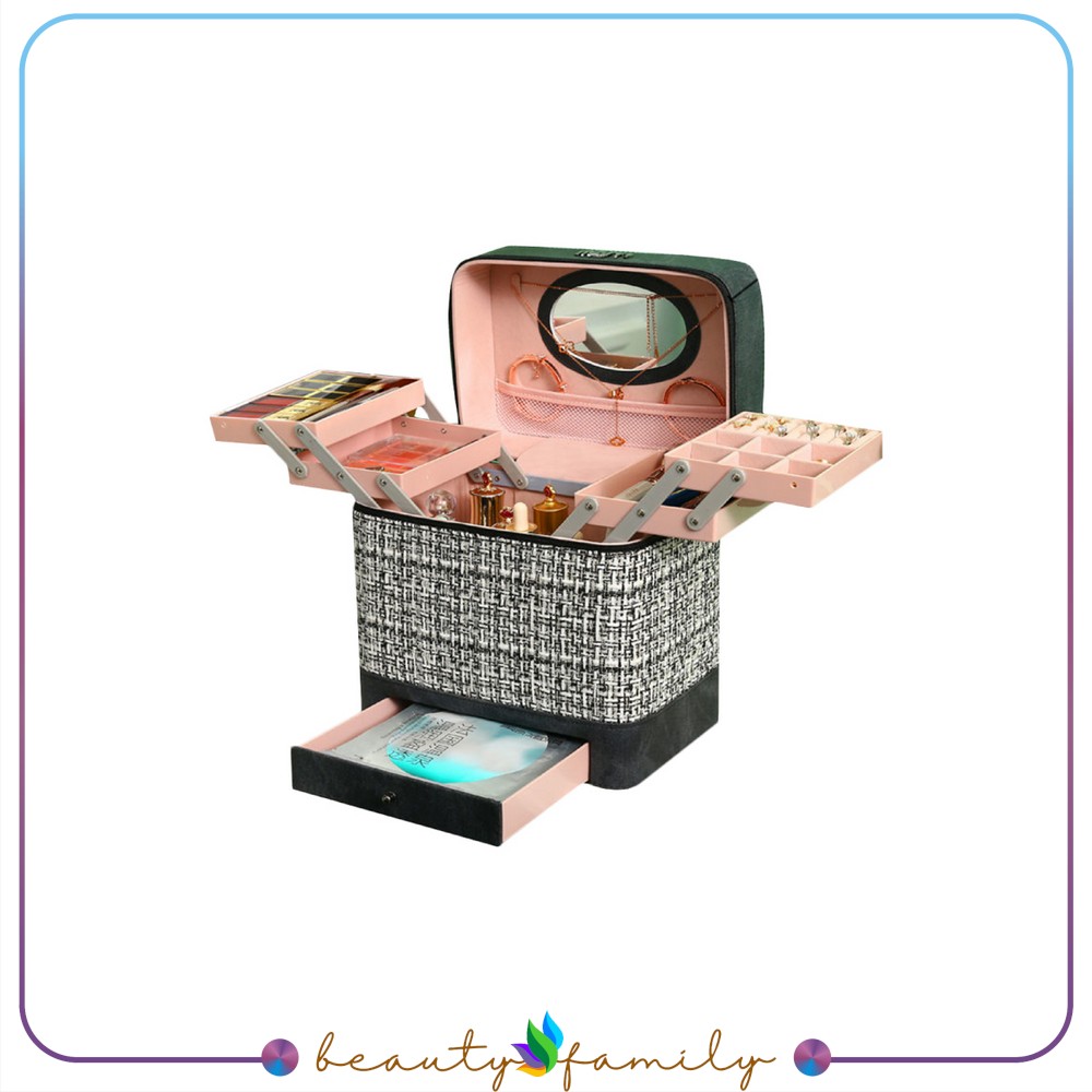 BF-K157 Beauty Case Makeup Box Motif dengan Laci dan Tempat Cincin ...