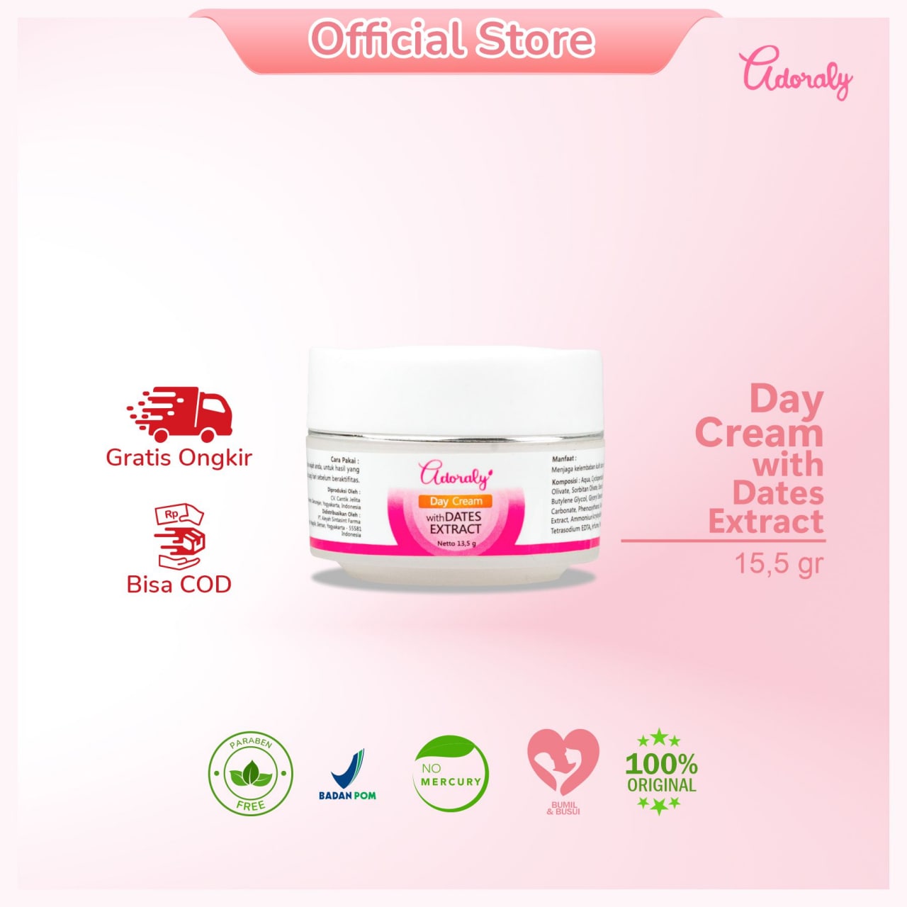 Adoraly - Day Cream with Dates Extract (Kurma) | Lazada Indonesia
