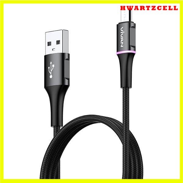 Vivan VDM100 VDM200 Micro USB Data Cable 2.4A LED Light Quick Charge ...