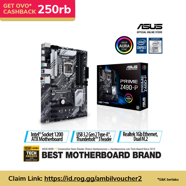ASUS Prime Z490-P Intel® Z490 LGA 1200, dual M.2, 11 DrMOS power stages ...
