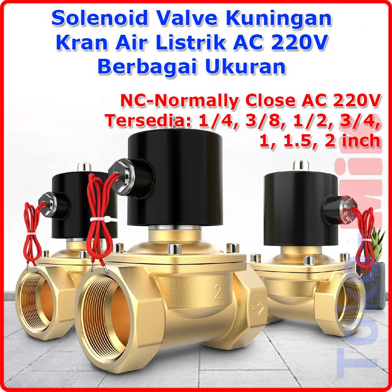 Selenoid Solenoid Valve Kuningan Brass AC 220V NC Kran Air Listrik | Lazada Indonesia