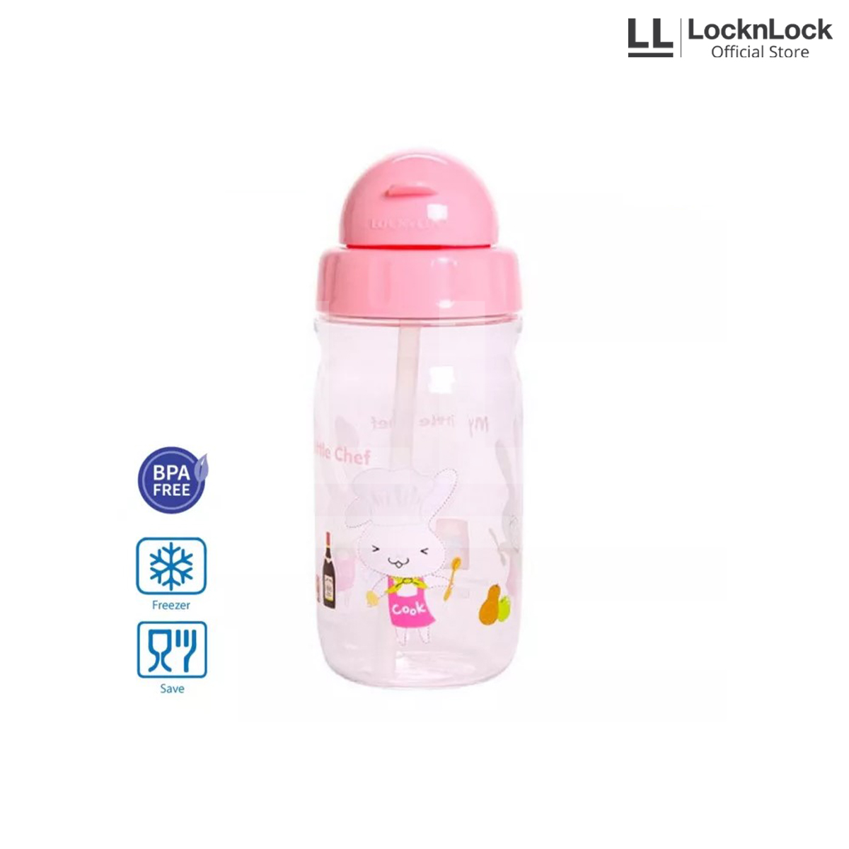 LocknLock Bisfree Bottle 360ml W/Silicon Straw Botol Air Minum Pink ...
