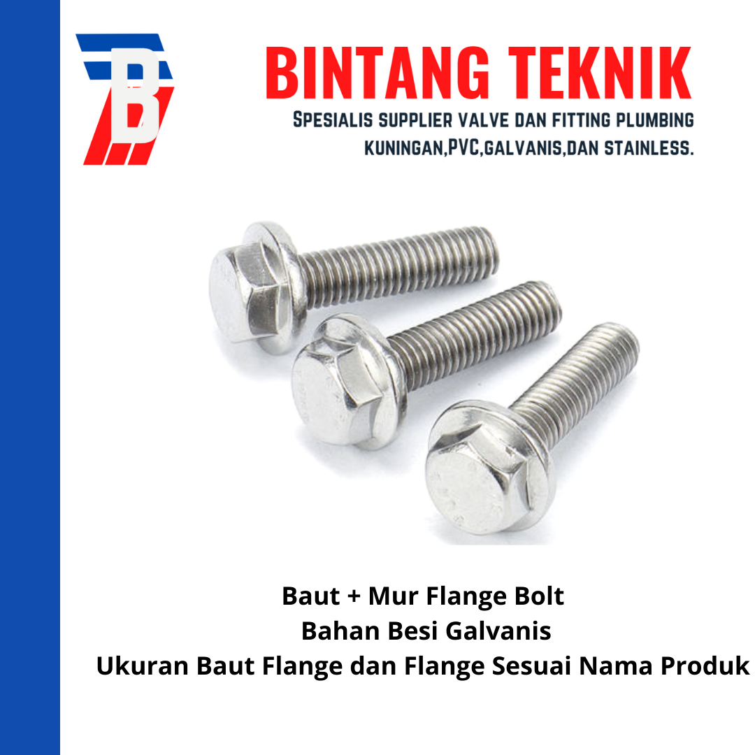 Baut Flange Bolt M16x65 4" inch Besi Galvanis | Lazada Indonesia