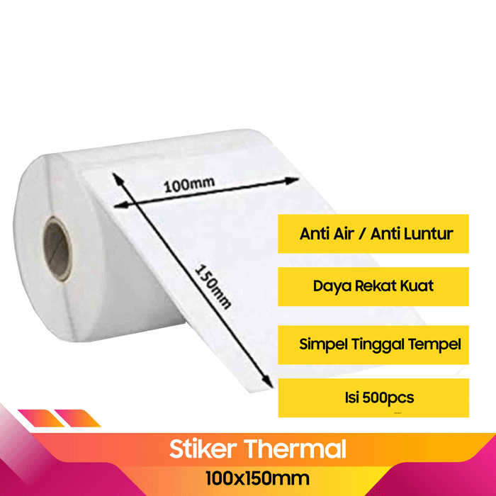 Kertas Stiker Label Thermal 100x150 Ukuran A6 Resi Alamat Online isi ...