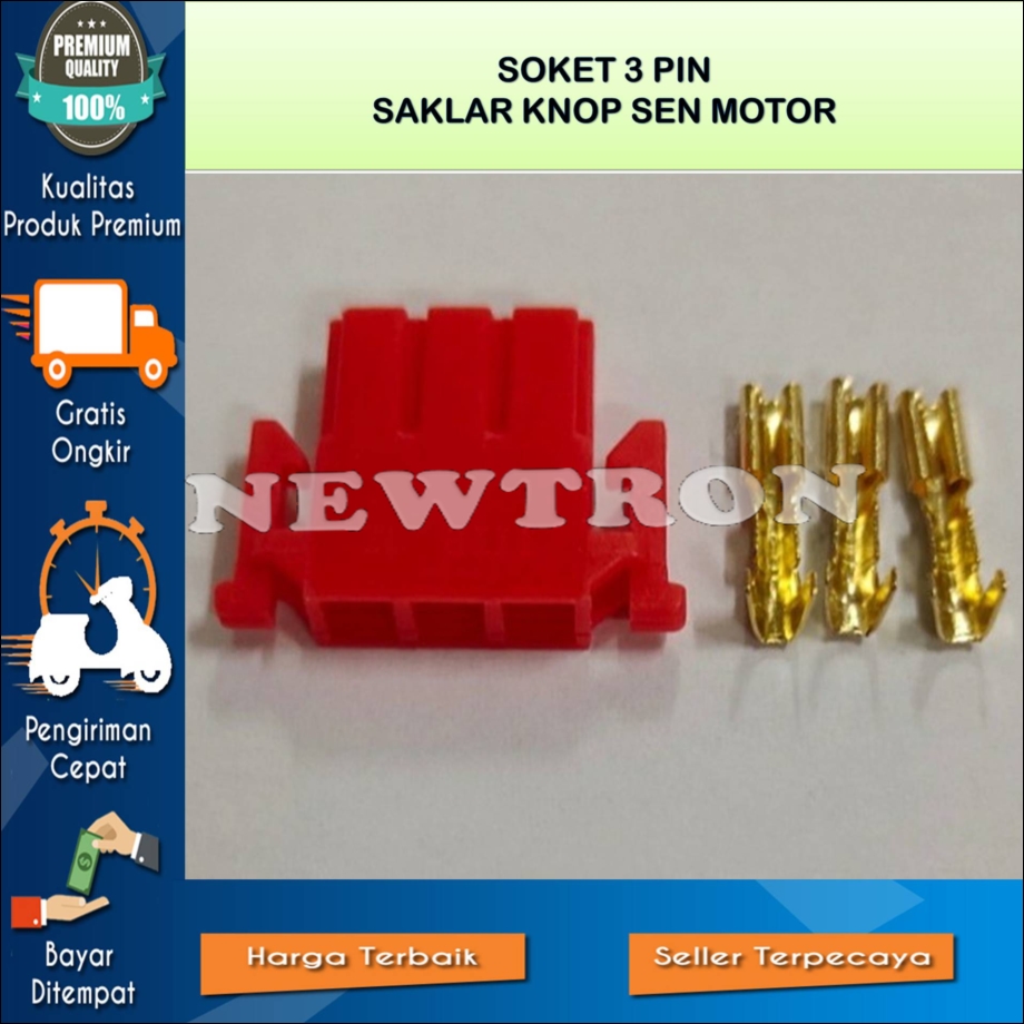 ( ISI 10 PCS ) SOKET SOCKET KONEKTOR 3 PIN SEIN SEN MOTOR SAKLAR KNOP ...