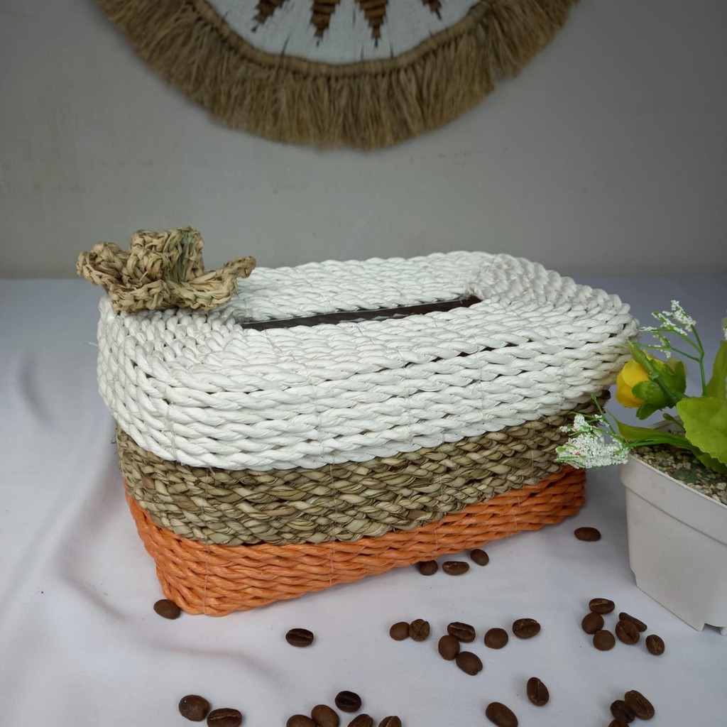 Kotak Tisu Anyaman Tempat Tisu Box Tisu Kerajinan Anyaman Seagrass ...