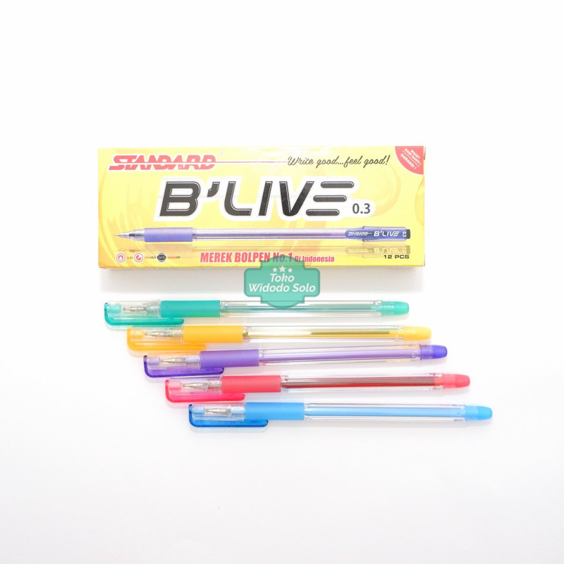 Pulpen Standard B'Live Tinta Hitam 0.3mm - 1 Pack Isi 12 Buah | Lazada ...