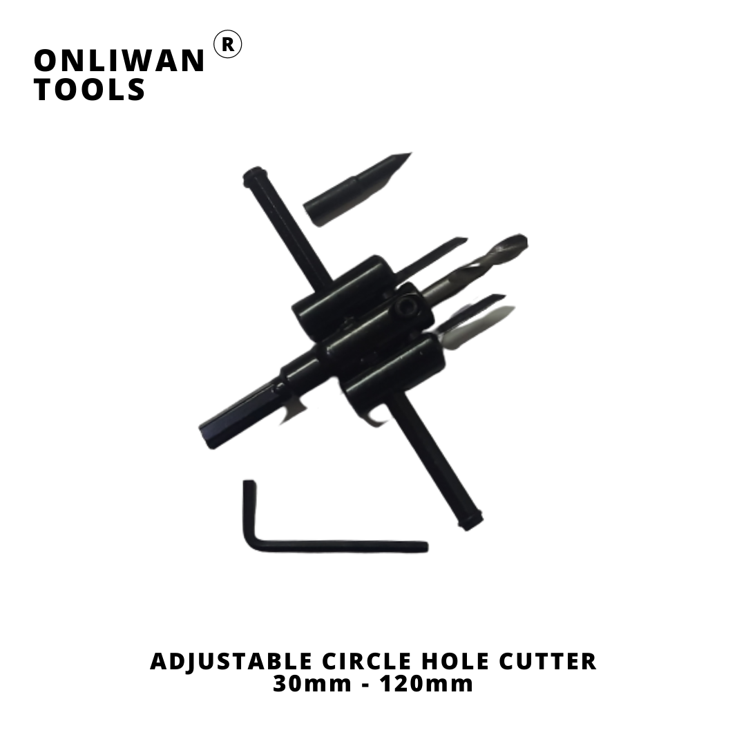 Mata Bor Kayu Jangka Adjustable Circle Hole Cutter 30 - 120 mm mili ...
