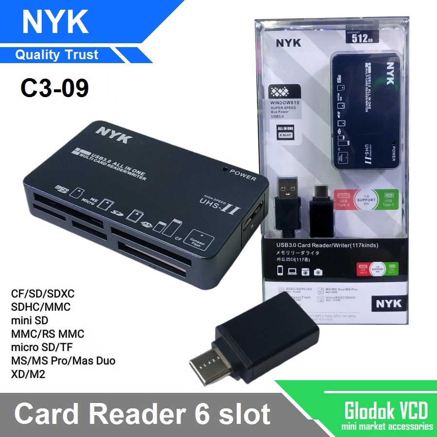 NYK Card Reader All in One 6 slot C3-09 USB 3.0 | Lazada Indonesia