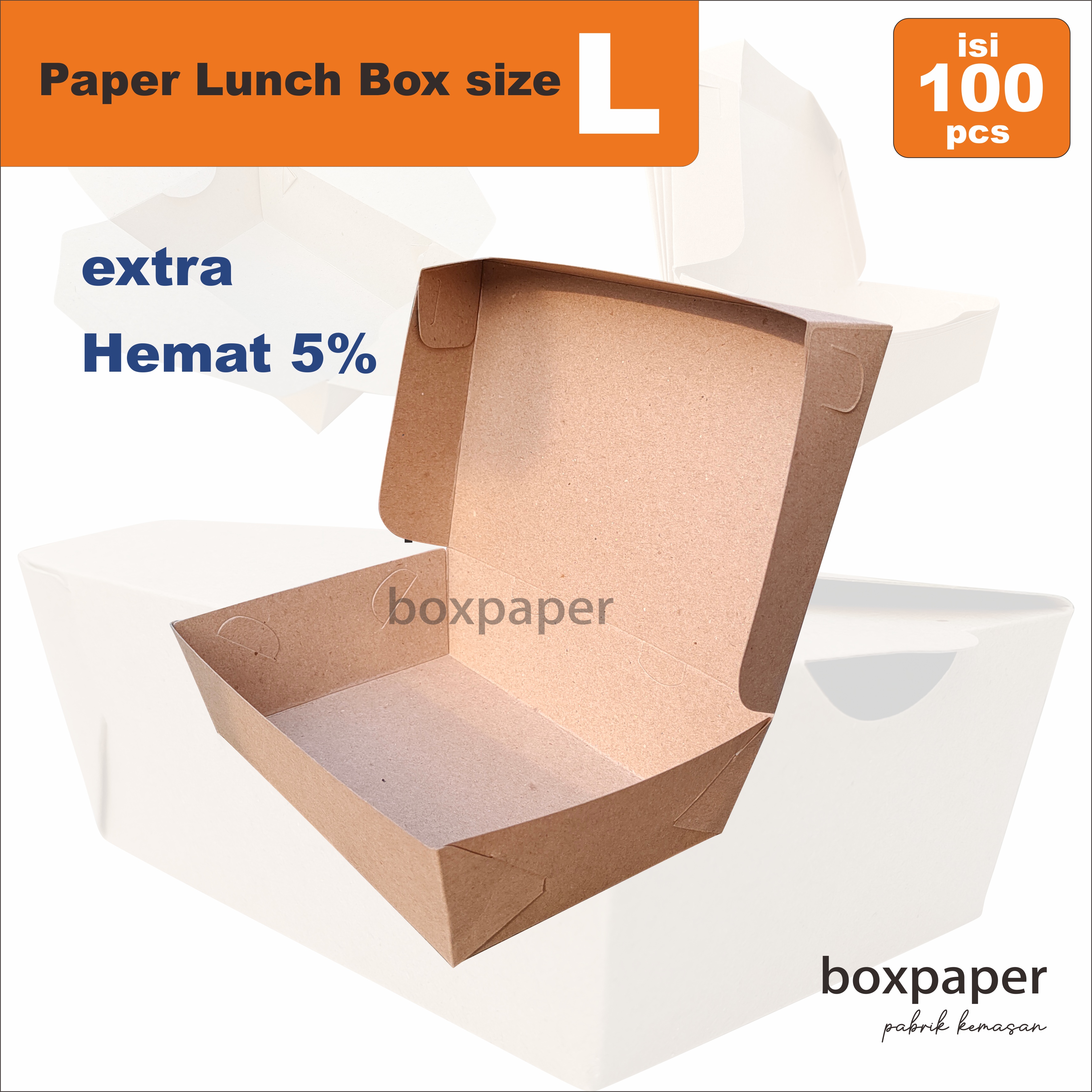 Paper Lunch Box size L (100pcs) Dus Kemasan Murah Laminasi Dus Porsi ...