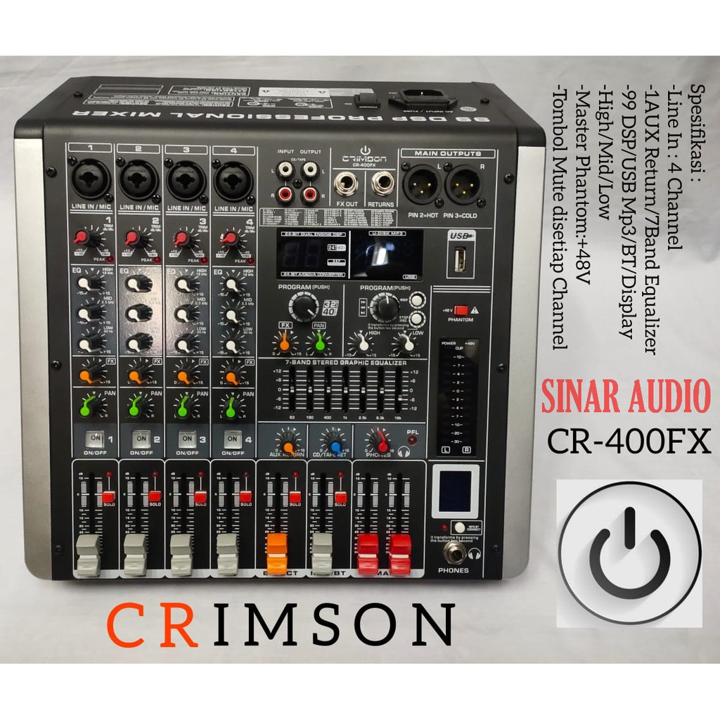 Mixer Audio Crimson CR 400FX 4 Channel Bluetooth - USB Original | Lazada Indonesia