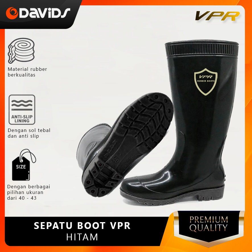 Sepatu Boots Karet Boot Hitam Pria Kerja Safety Proyek Bot Panjang Vpr ...