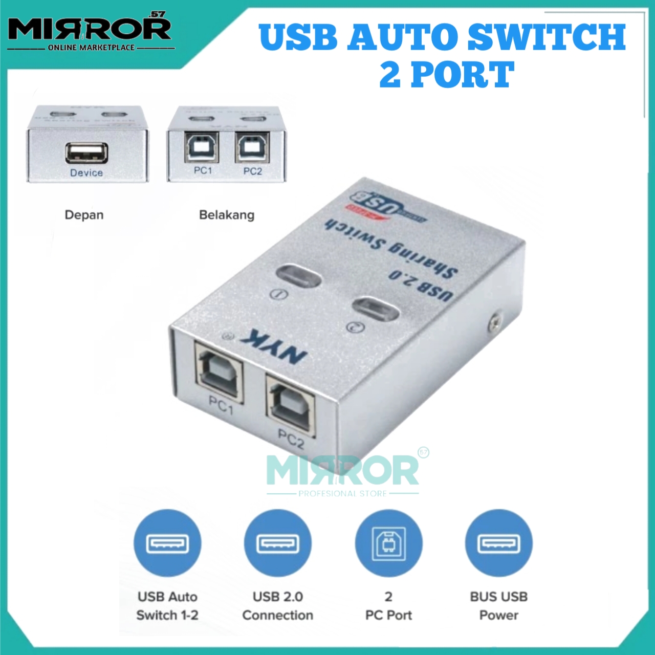 Auto Switch Printer USB 2 Port USB NYK Sharing Switch 2 Port | Lazada Indonesia