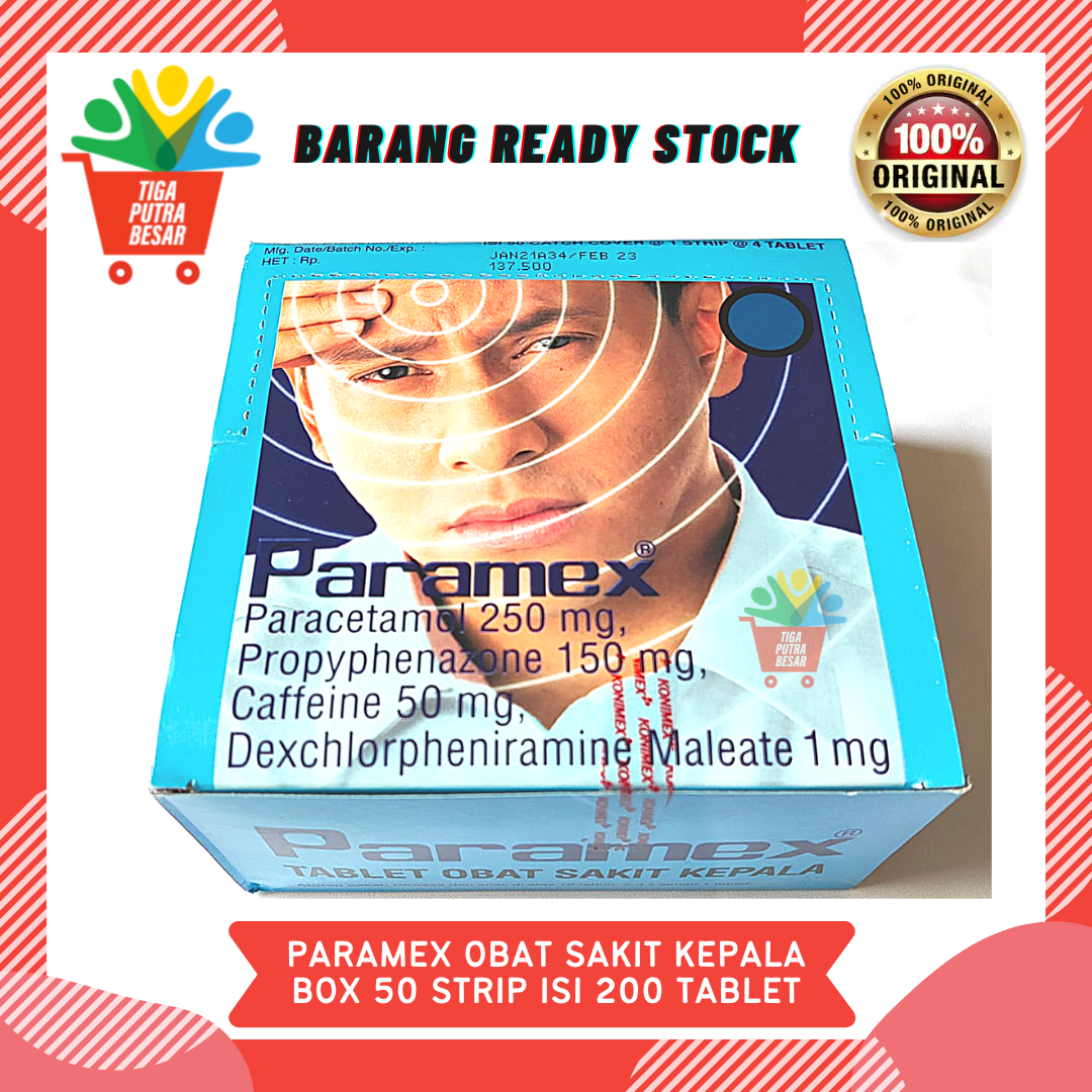 PARAMEX OBAT SAKIT KEPALA PARACETAMOL BOX 50 STRIP ISI 200 TABLET ...