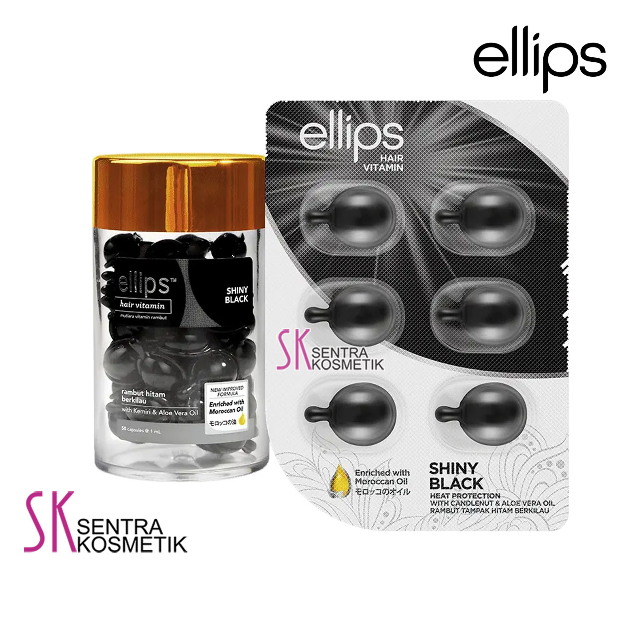 ELLIPS Hair Vitamin SHINY BLACK Vitamin Rambut Elips Hitam | Lazada ...
