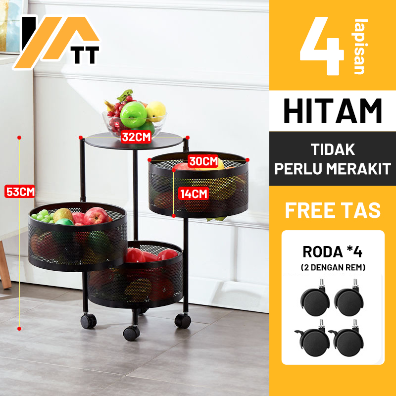 YATT Rak Susun Besi Dapur Serbaguna Tingkat Model Bulat / Rak Troli ...
