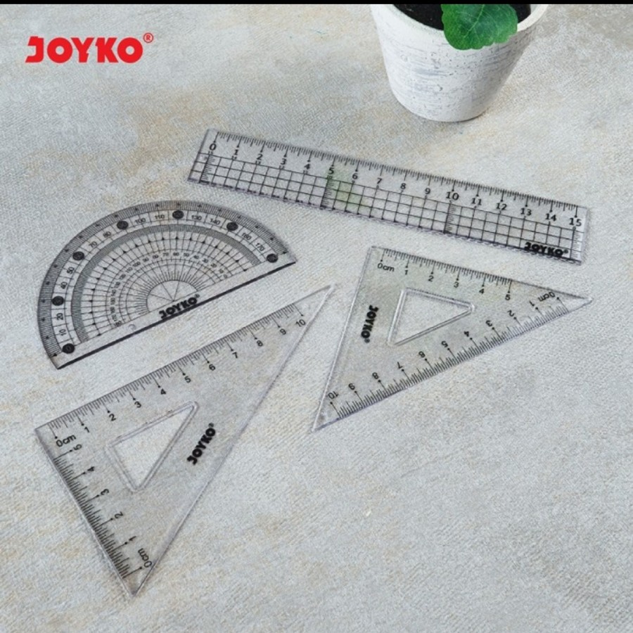 Ruler Set JOYKO RL-PS2 1set isi 4/Penggaris Busur Siku Segitiga Set ...