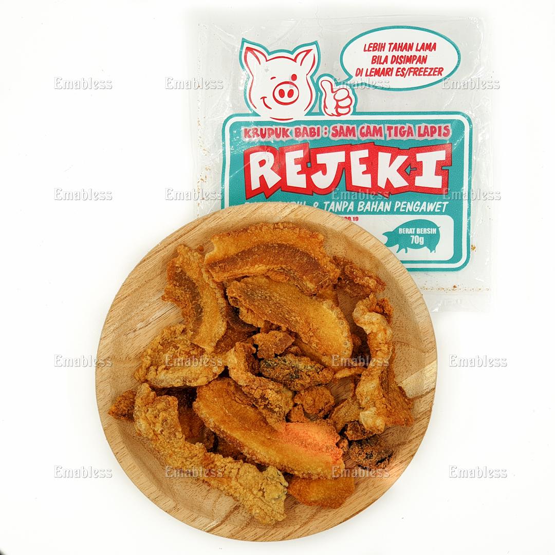 Kerupuk Rambak Samcam 3 Tiga Lapis Babi Krupuk Samcan Rejeki Bali 70gr ...