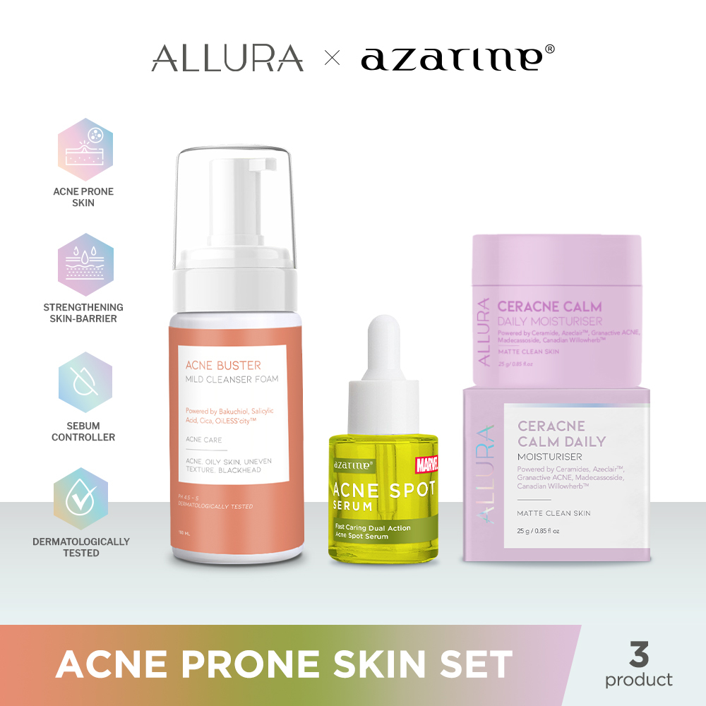 Allura x Azarine Acne Prone Skin Set Paket Jerawat dan Kulit Berminyak ...