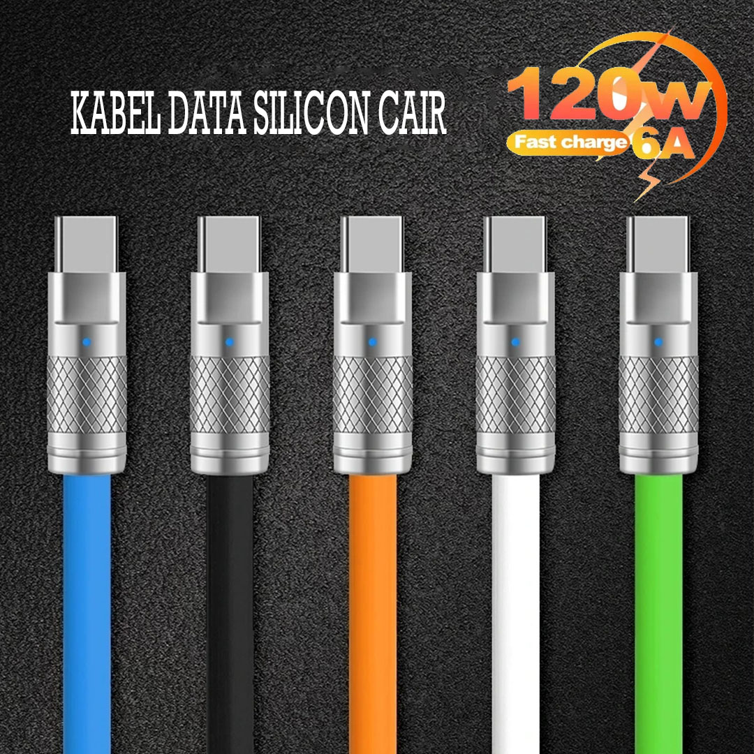 Kabel Data SIlicon Cair 120W 6A - Kabel Micro Usb Type C For Lightning ...
