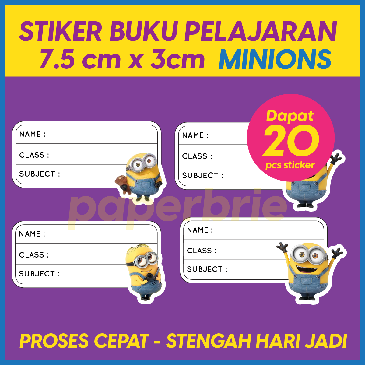 Stiker label buku pelajaran anak lucu minion | Lazada Indonesia
