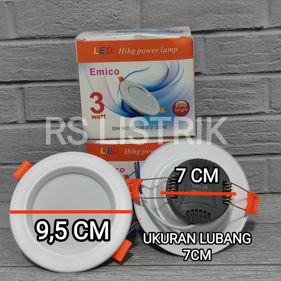 EMICO LAMPU DOWNLIGHT LED 3W 3 WATT LAMPU TANAM PLAFON 3W 3 WATT LED ...