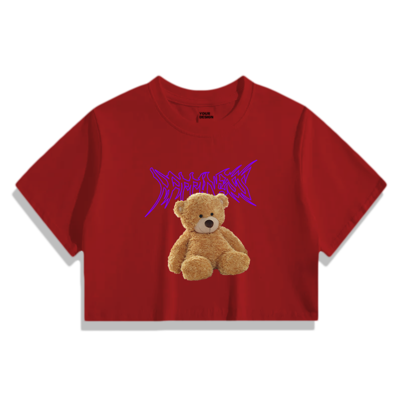 Crop Top Wanita Crop Top Oversize Crop Top Tangan Pendek Crop Top Kaos Bear Coklat Lazada