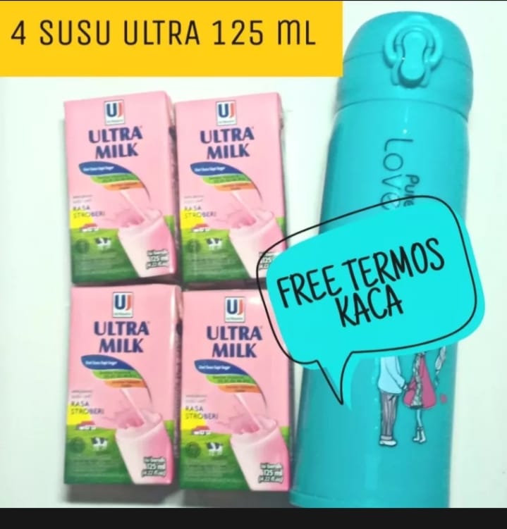 Paket Promo 4 Susu Milo/ Susu Ultra Free Termos Kaca (Susu Sehat dan ...