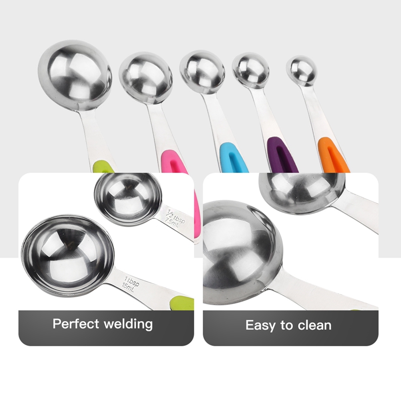 Stainless Steel Measuring Spoon Scale Kitchen Silicone Measuring Cups ...
