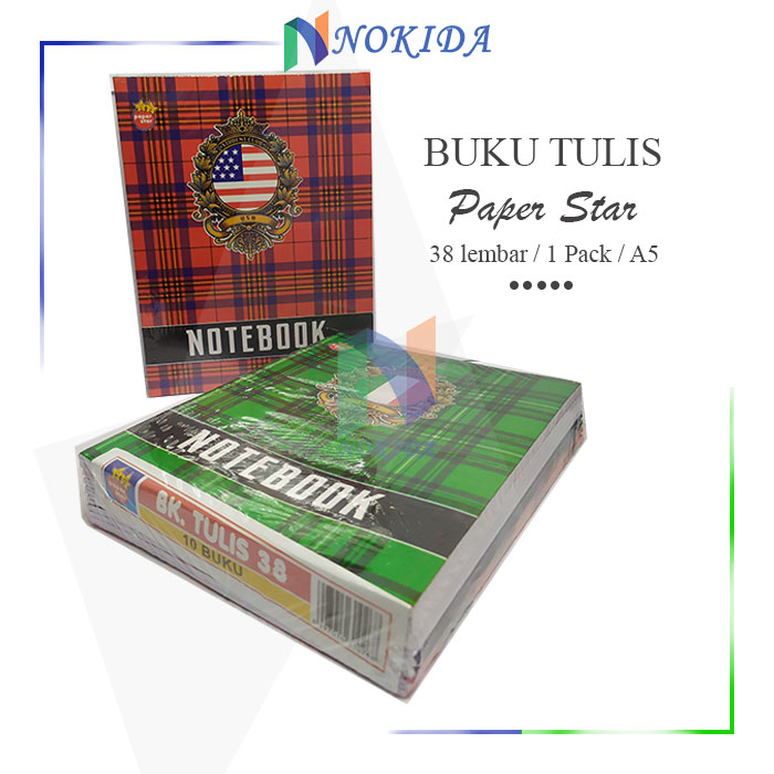 Nokida Buku Tulis Sekolah Paper Star 38 Lembar [1 Pack/A5] / Buku ...