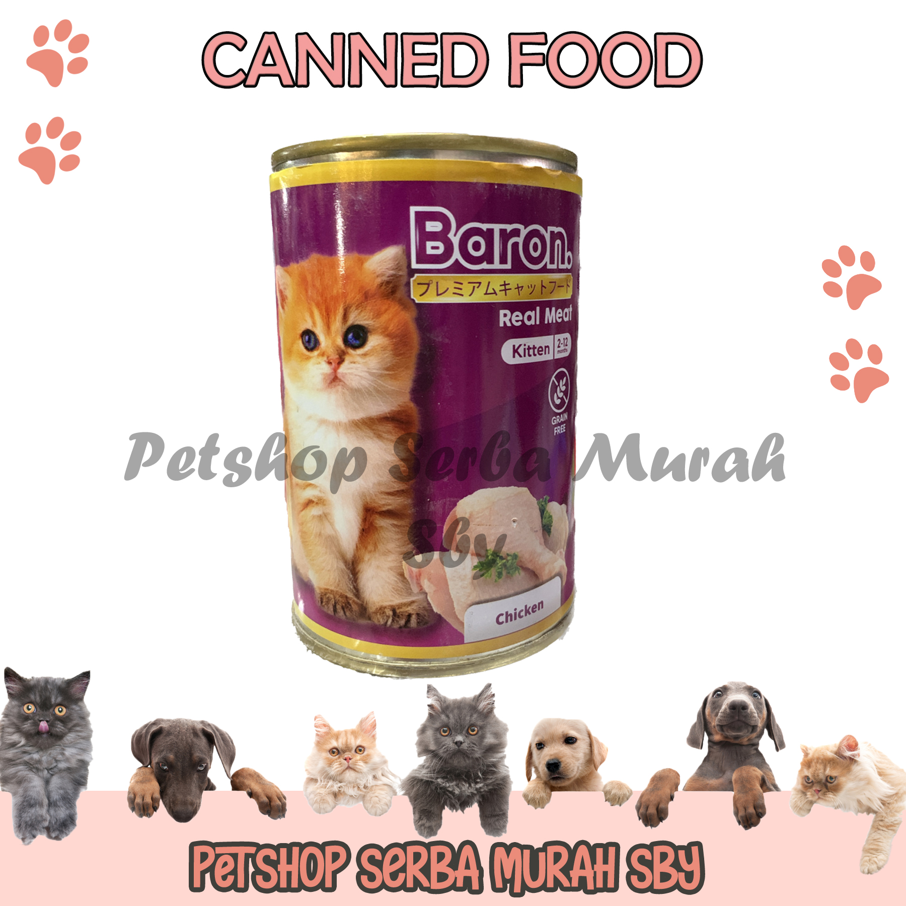 Baron Kaleng Kitten Tuna atau Chicken 400gr - Makanan Basah Kucing ...