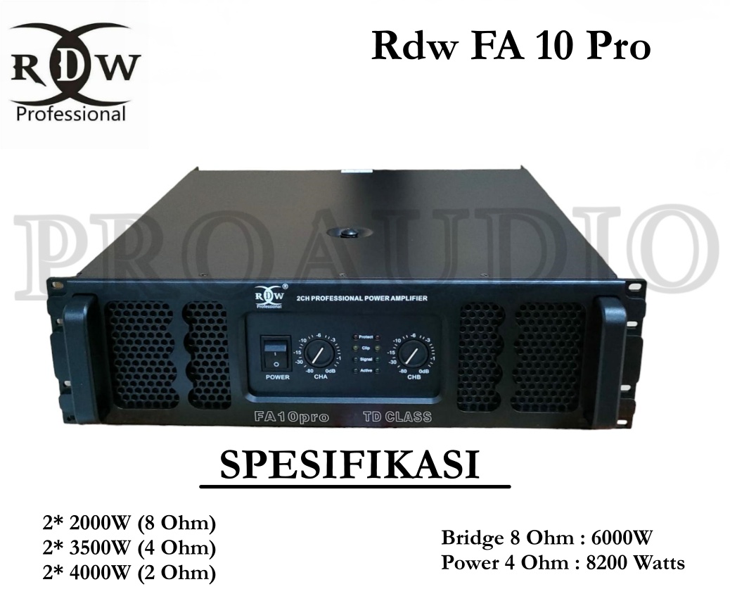 POWER AMPLIFIER 2 CHANNEL RDW FA 10 PRO FA10 PR0 2000 WATT ORIGINAL ...