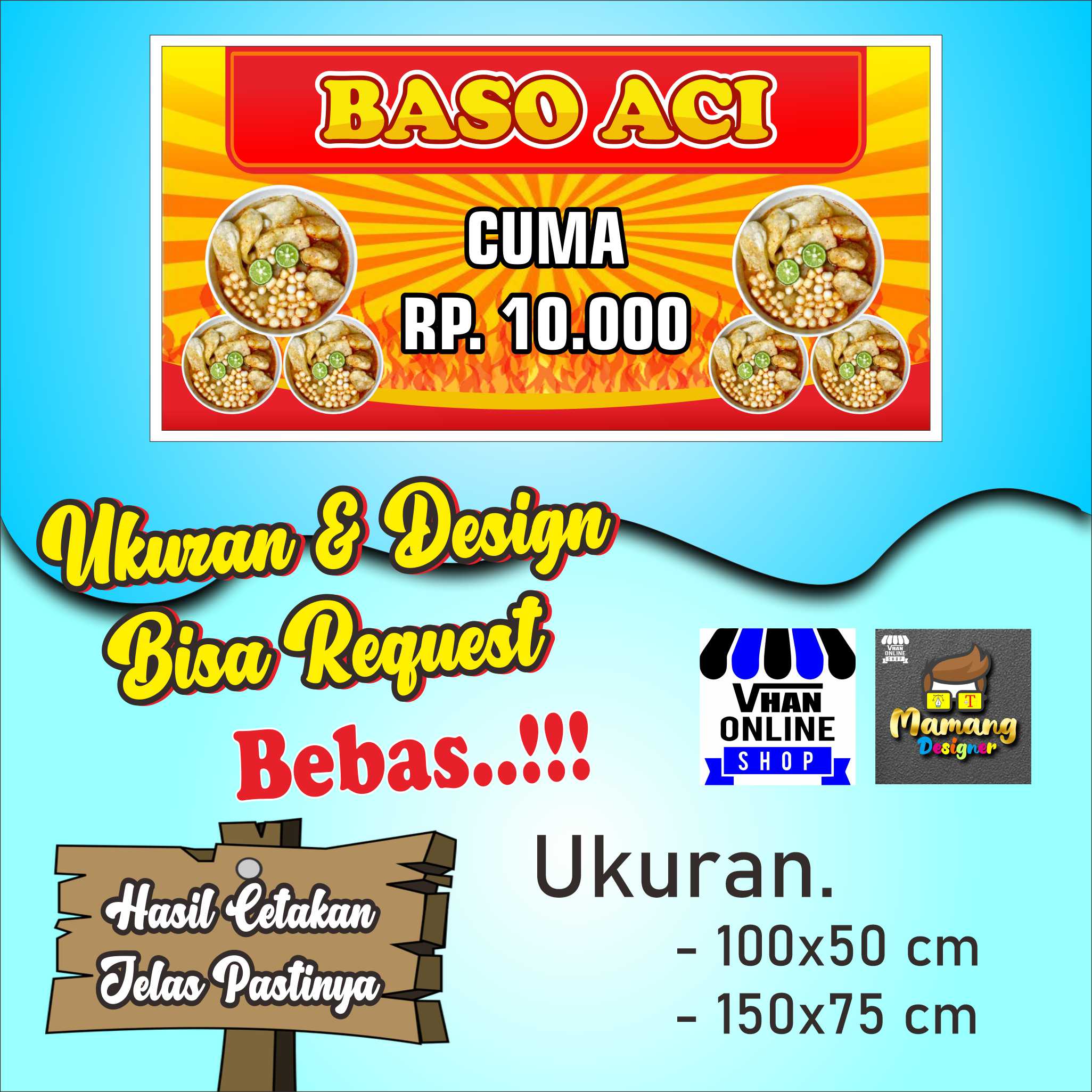 Spanduk, Banner, Mmt Bakso Aci, Baso Aci, Boci, Keren Murah | Lazada ...