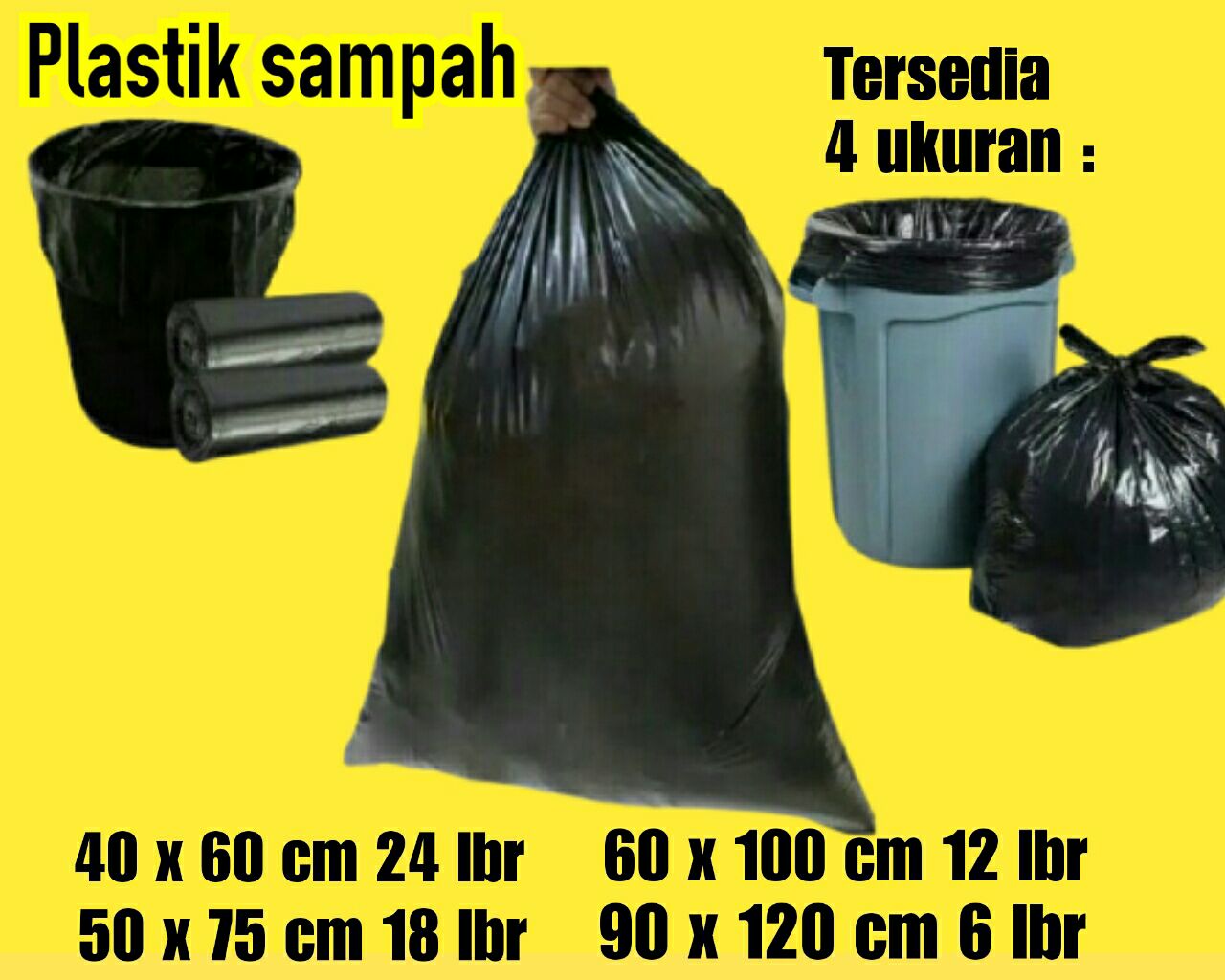 Plastik sampah / Trash Bag Hitam HD PE ukuran 90x120 cm | Lazada Indonesia