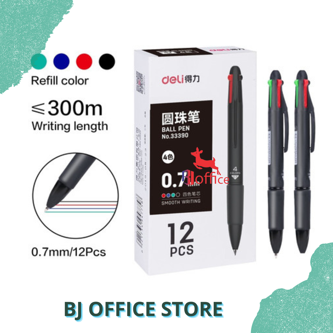 PULPEN 4 WARNA DELI 33390 / Ballpoint/ PACK/LUSIN | Lazada Indonesia