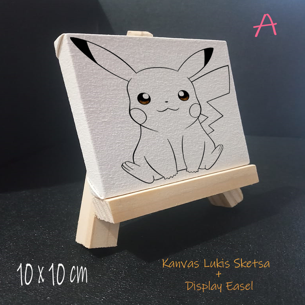 Kanvas Lukis Sketsa Kartun 10x10cm + Display Easel Siap Pakai | Lazada ...