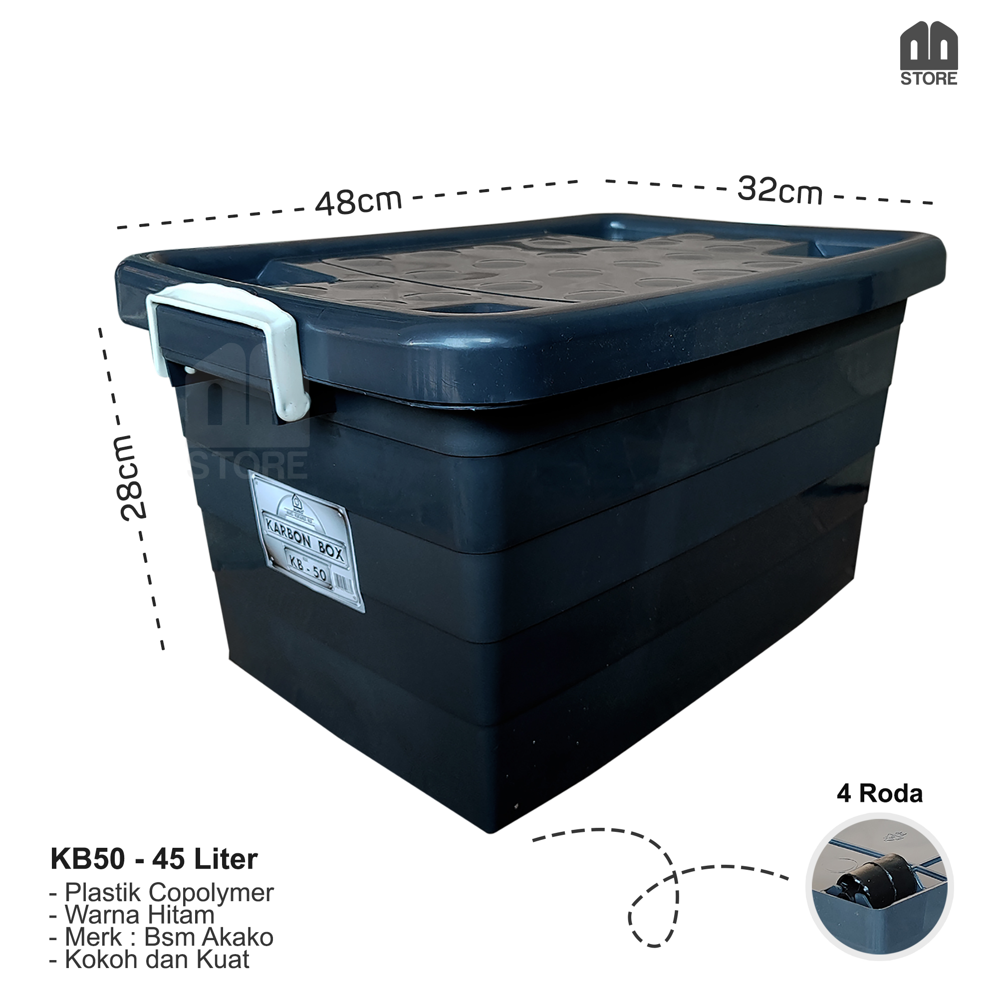 Box Container Murah Hitam kb 70 Liter Kotak Penyimpanan Akako Serbaguna ...