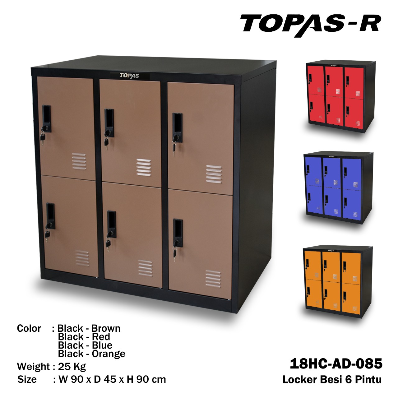 Lemari Besi Kantor Penyimpanan 6 Pintu dan Kunci (LOKER) Multi Colour ...