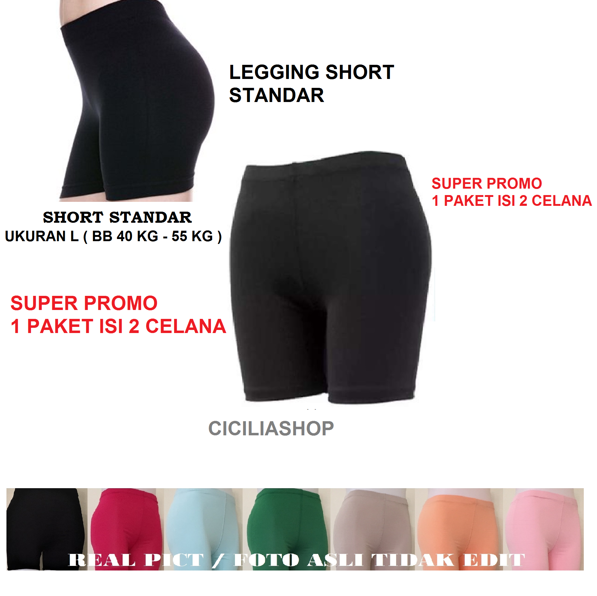 1 PAKET ISI 2 LEGGING SHORT UKURAN DEWASA STD / LEGGING PENDEK ...