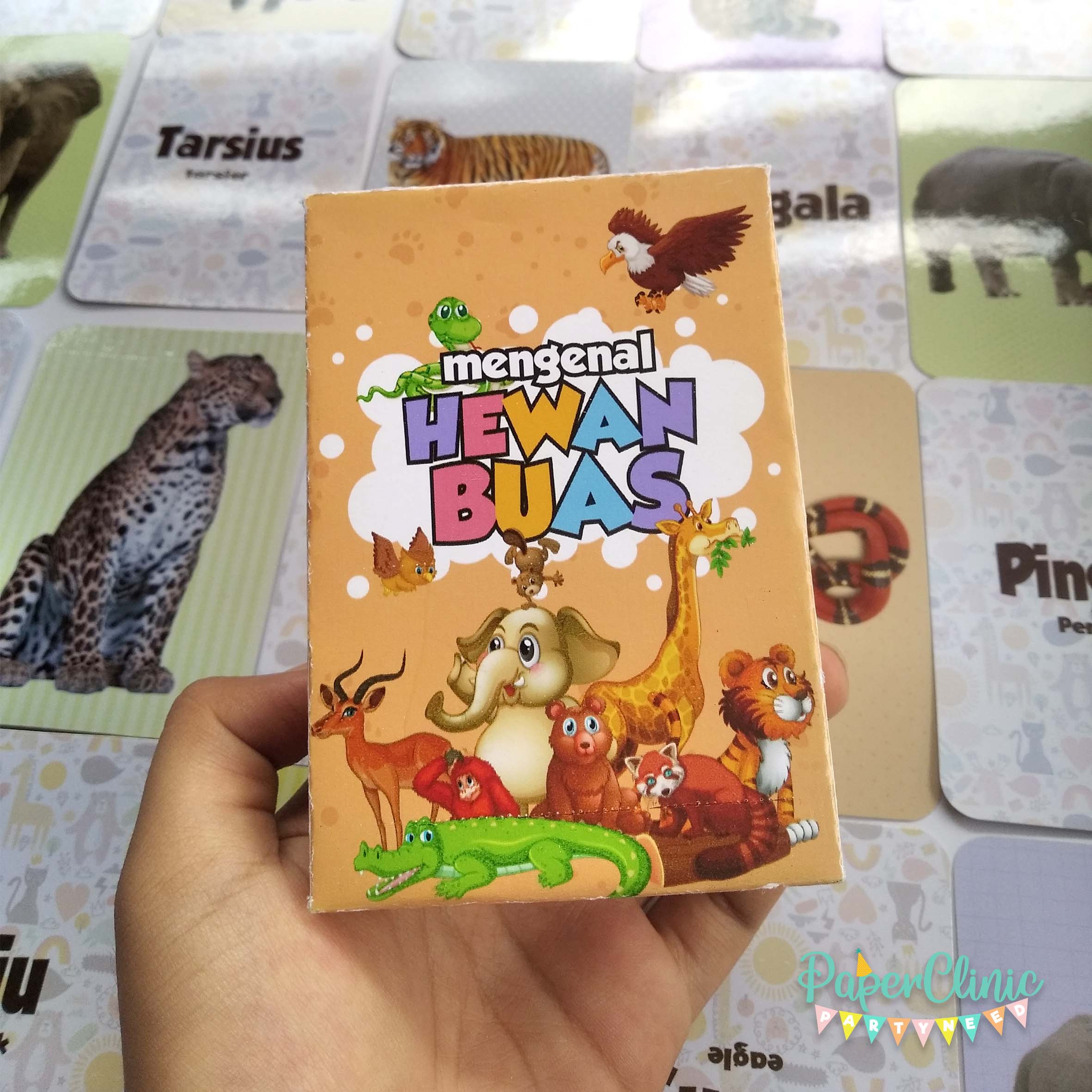 Kartu Flashcard Edukasi Mengenal Hewan Liar Anak Tebal Laminasi Bolak ...