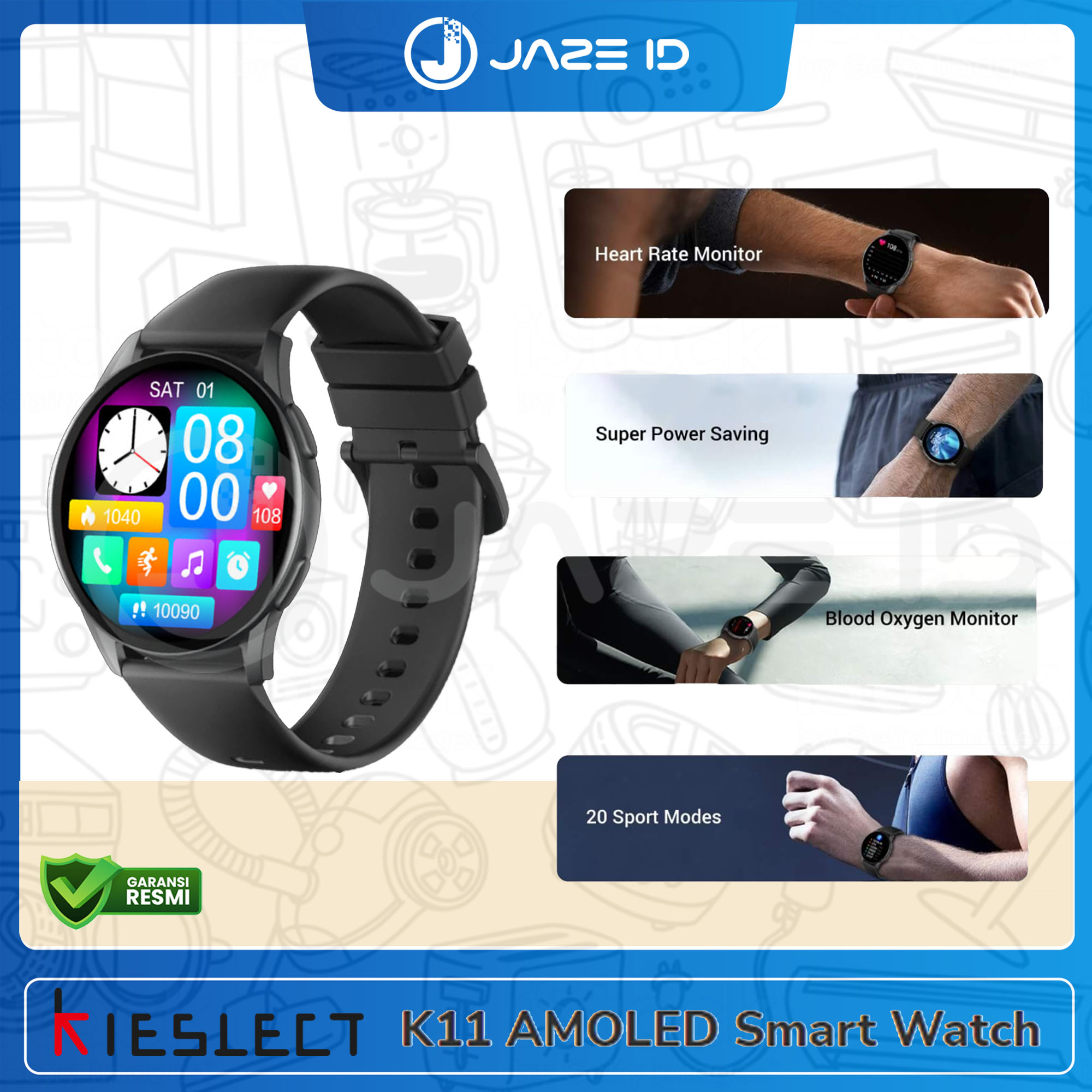 Kieslect K11 Smartwatch Ultra AMOLED Smart Watch Jam Tangan Pintar ...