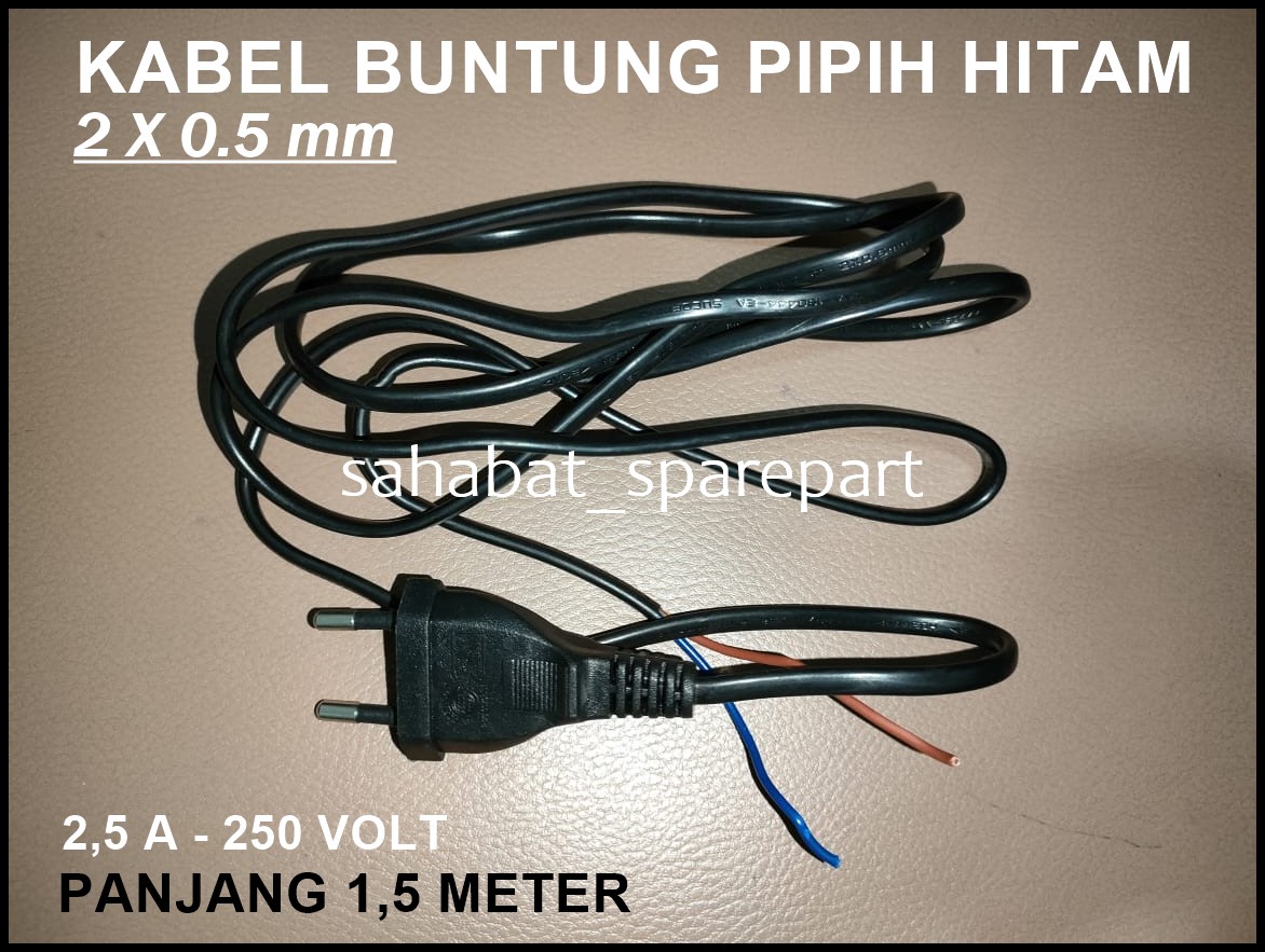KABEL BUNTUNG PIPIH HITAM 2 X 0.5 MM PANJANG 1,5 METER | Lazada Indonesia