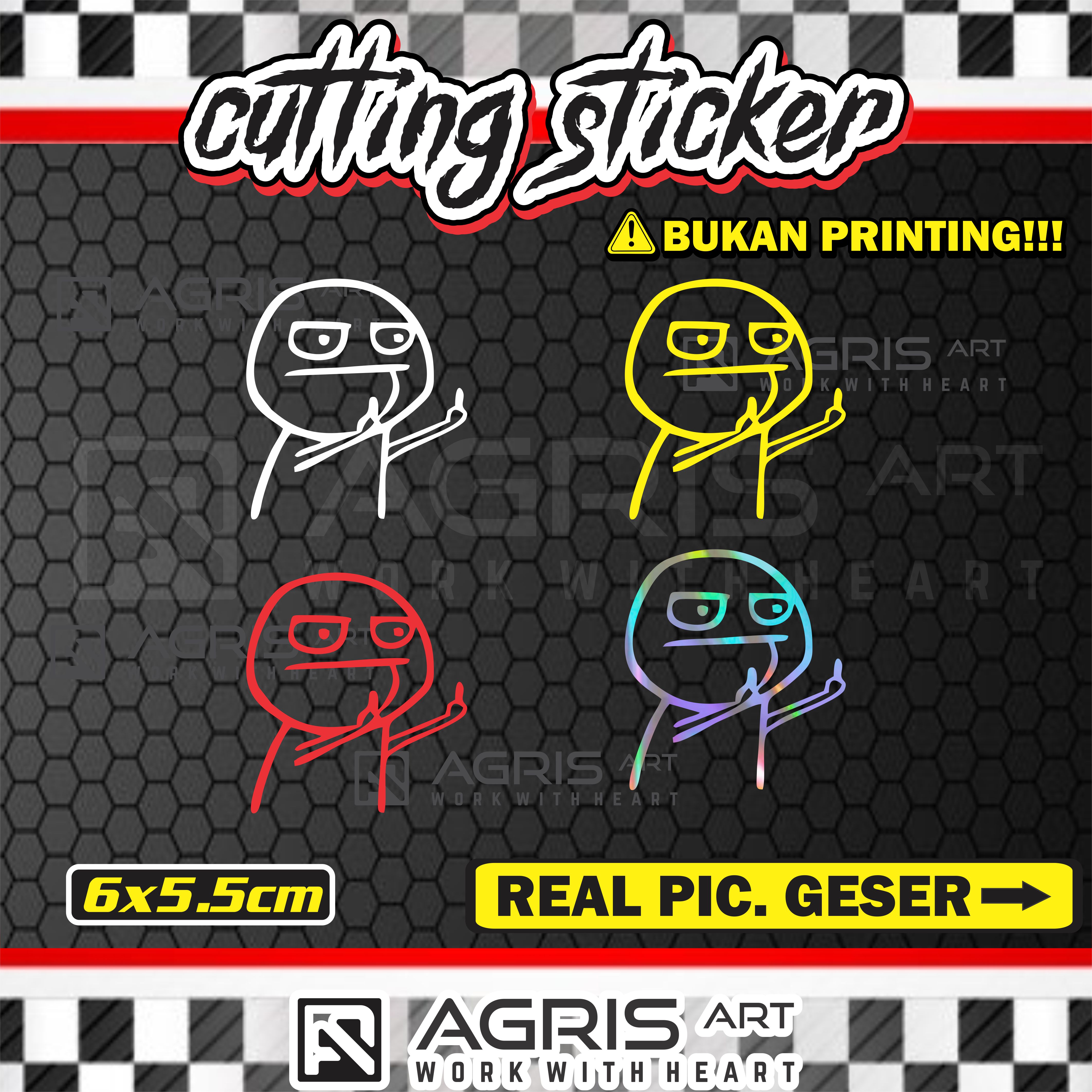 cutting sticker stiker middle finger emoticon lucu | Lazada Indonesia