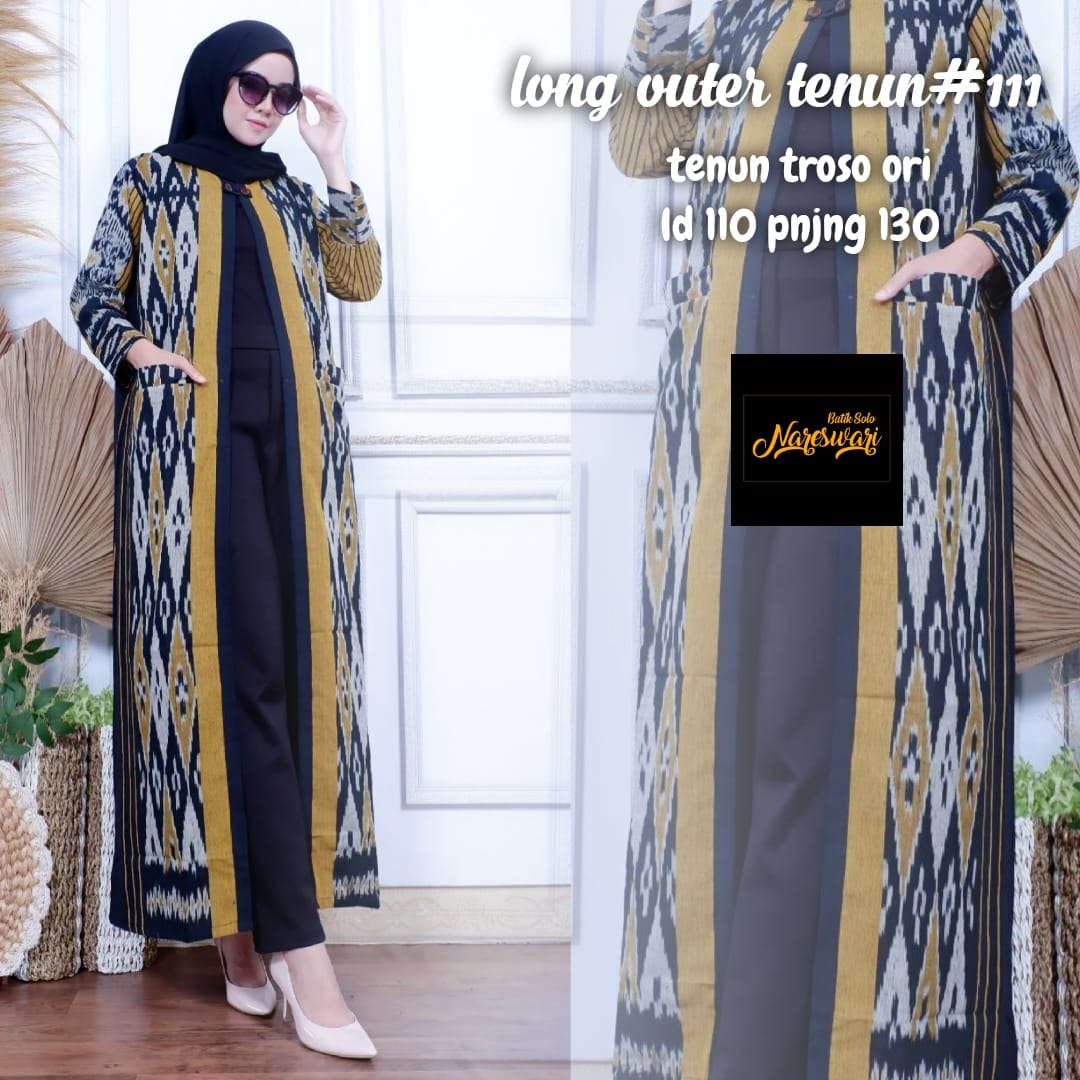 Long outer tenun troso ori non lengan - long kardigan tenun asli ...