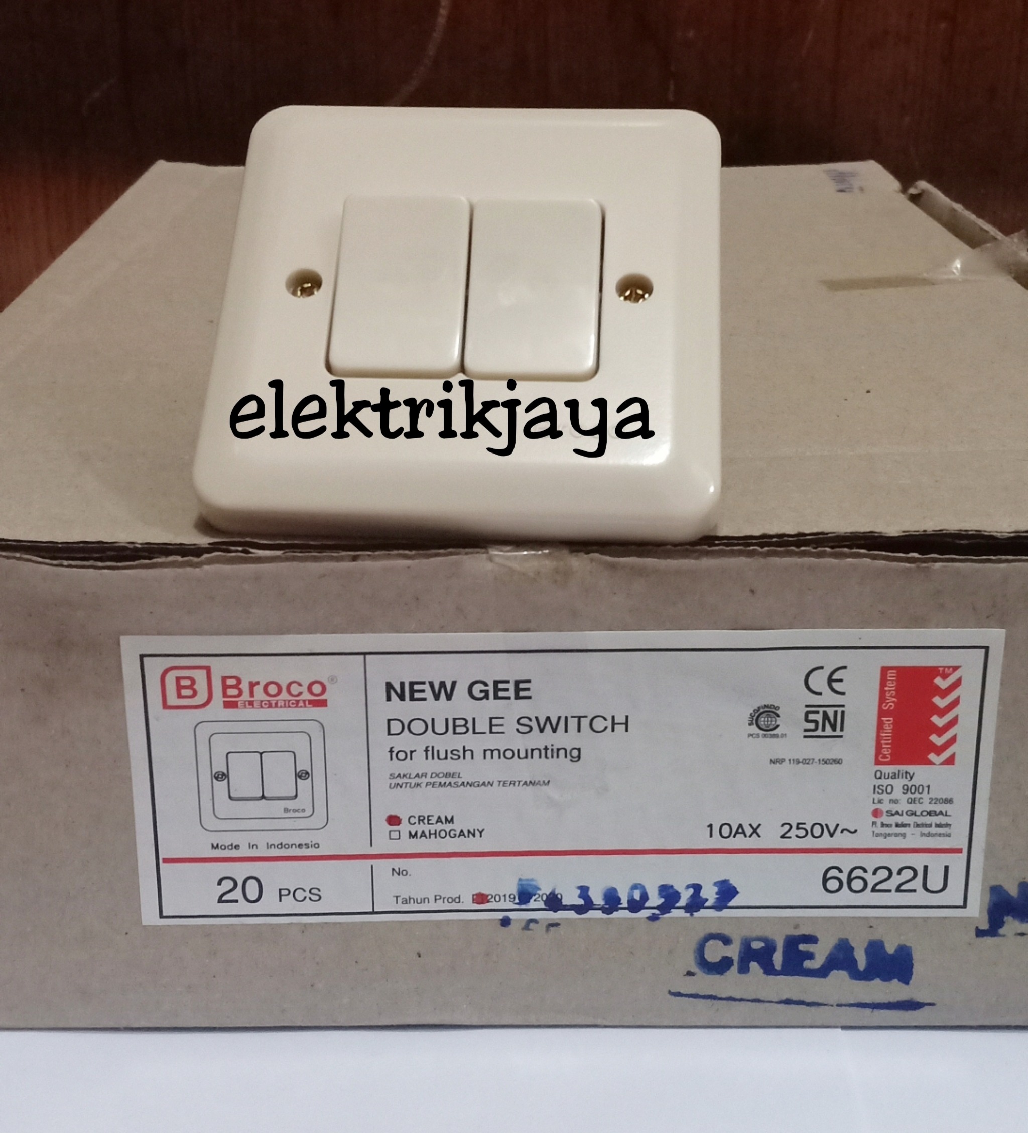 Harga Grosir IB Seri Broco (Double Switch) Broco Type 6622U Isi 20 buah ...