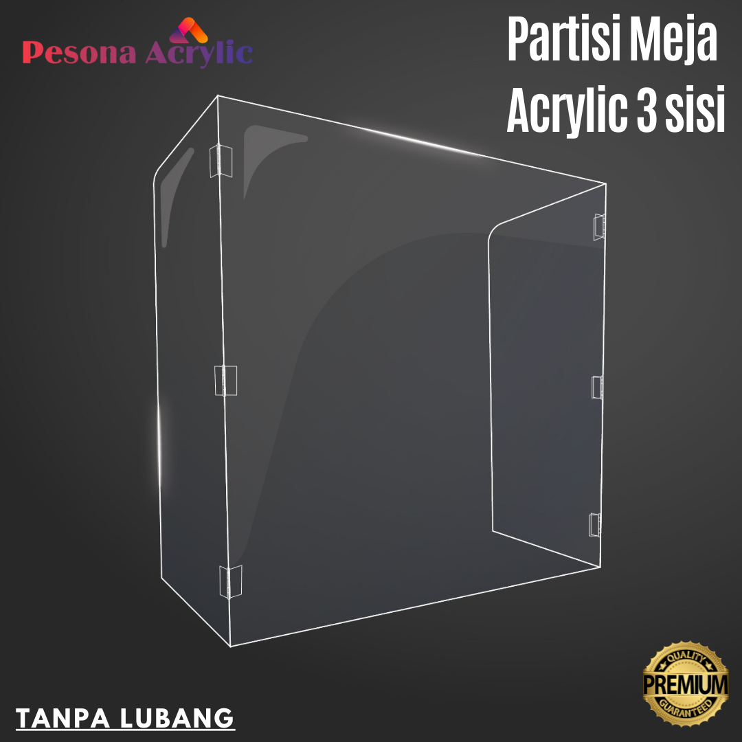 PARTISI AKRILIK / SEKAT PEMBATAS MEJA ACRYLIC MODEL 3 SISI UKURAN 80CM ...