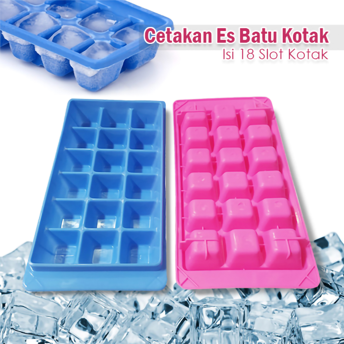 Cetakan Es Batu Kotak Ice Tray Plastik Tebal 18 Slot Lubang | Lazada ...