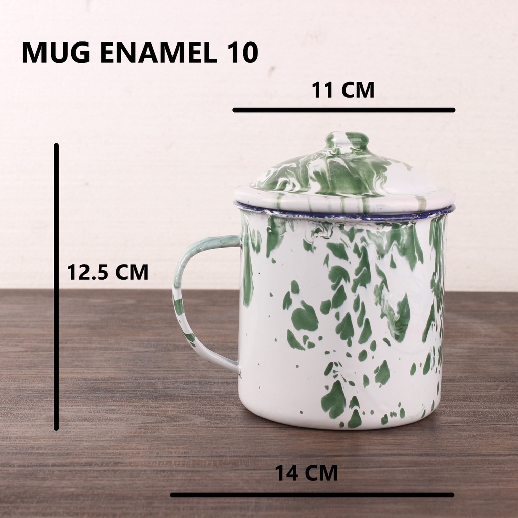 Mug Enamel Brilik + Tutup 10cm / Gelas Jadul + Tutup 10cm Kode C-526 ...