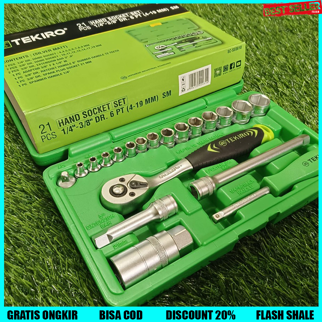Satu set ! kunci sok set 26 pcs ( 6 - 24 mm ) Tekiro box plastik 3/8 ...