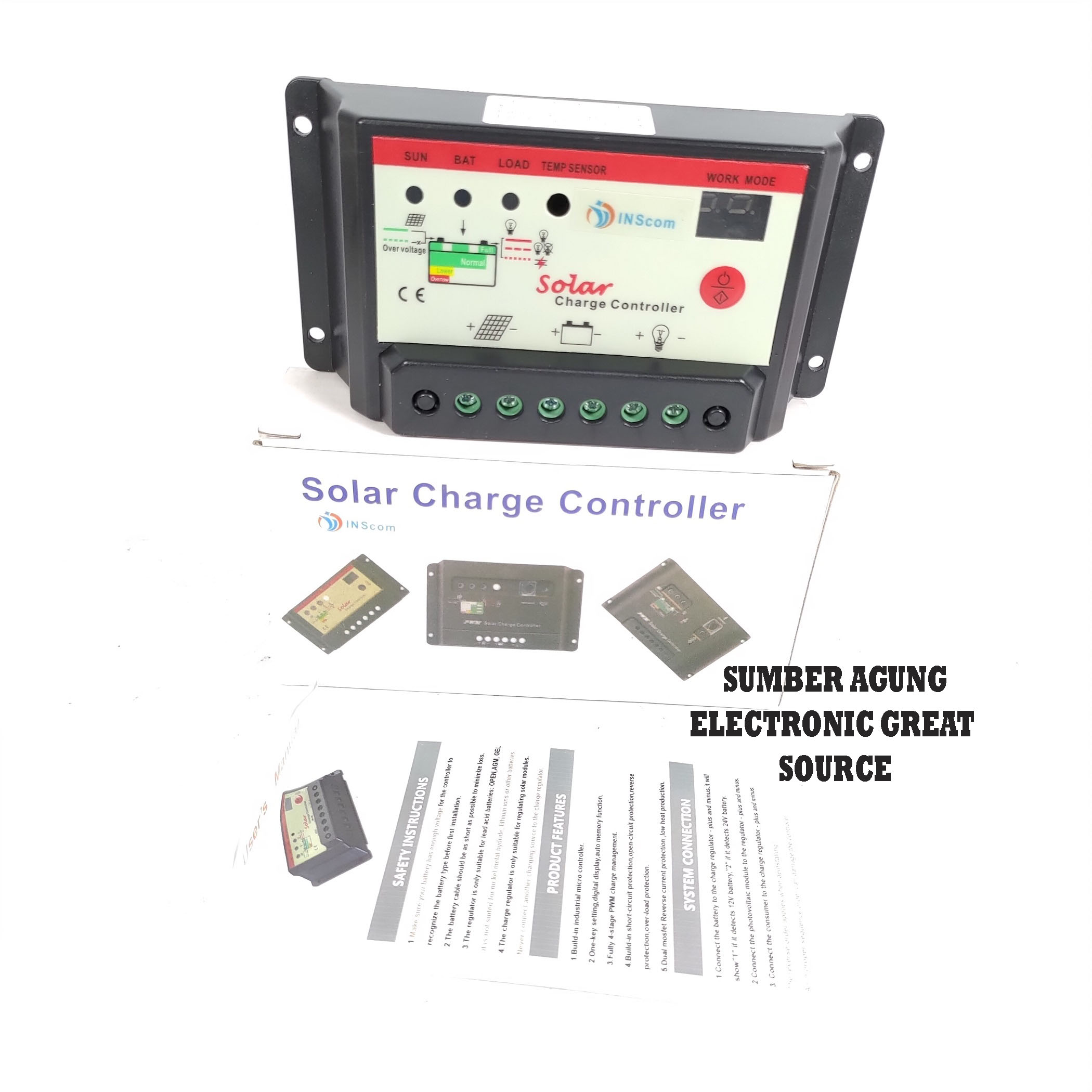 Kontroler Cas Papan Solar Panel 10A Inscom TX108 Dus Putih Digital Con ...